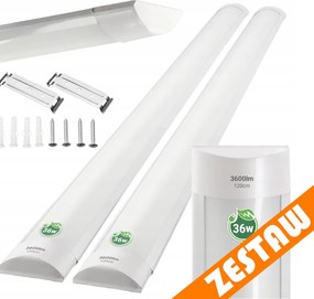 Sada 2 LED lamp 120cm přisazené panelové svítidlo 36W 3600lm denní světlo