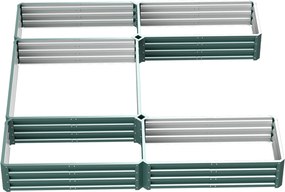 Outsunny Modulární ocelová zahradní čtvercová nádobka na zeleninu, sada 5 květináčů pro zeleninu, rostliny, květiny, rozměry 245L x 242W x 31H cm, zel