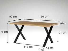 Vikio Jídelní set pro 6 osob 160x90 cm soft dub noha X černá židle s područkami VJS226-6C