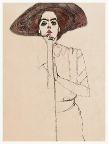 Obrazová reprodukce Brunette Woman (Female Portrait) - Egon Schiele