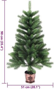 Umělý vánoční stromek s realistickým jehličím 90 cm zelený 284327