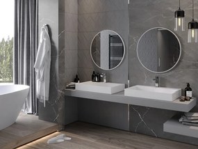 Mexen Loft, kulaté koupelnové zrcadlo 70 cm, barva rámu bílá, 9850-070-070-000-20