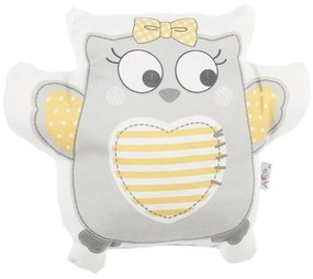 Šedý dětský polštářek s příměsí bavlny Mike & Co. NEW YORK Pillow Toy Owl, 32 x 26 cm