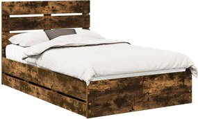 Rám postele s čelo Kouřový dub 135 x 190 cm Inženýrské dřevo 3411841
