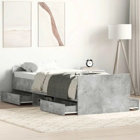 Rám postele s hlavovým a nožním čelem betonově šedý 75 x 190 cm 3203820