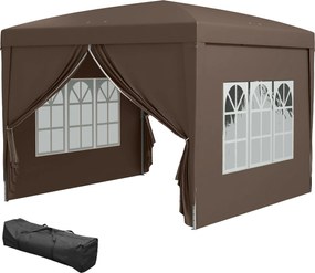 Outsunny Pavilon přibližně 3x3m, Vodotěsný Stabilní Zimní Skládací Pavilon, UV Ochrana 50+, Skládací Party Stan Zahradní Stan se 4 Bočními Panely a Ta