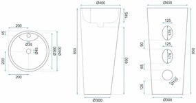 Volně stojící keramické umyvadlo REA BLANKA mramor mat