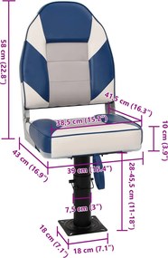 vidaXL 2dílné skládací sedadlo do člunu s vysokým opěradlem [3284328] Barva: Bílo-modrá