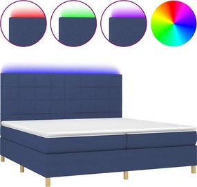 Box spring postel s matrací a LED modrá 200x200 cm textil 3135467