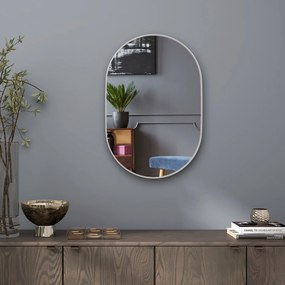 HOMCOM Oválné Zrcadlo do Koupelny 60x90 cm se Stříbrným Hliníkovým Rámem - Dekorativní Zrcadlo na Zeď Horizontální nebo Vertikální pro Obývací Pokoj,…