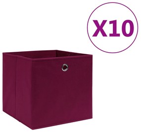 Úložné boxy 10 ks netkaná textilie 28x28x28 cm tmavě červené 325201