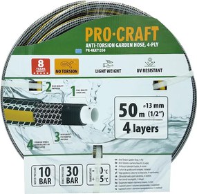 Výrobce: Procraft Procraft Černo-žlutá zahradní hadicí Procraft PR-4KAT1350 | PR-4KAT1350