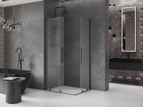 Mexen Velar L Duo, sprchový kout s posuvnými dveřmi 100 x 90 cm, 8mm čiré sklo, broušený grafit, 871-100-090-02-03-95