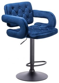 Barová židle STOCKHOLM na černé podstavě - modrý velur