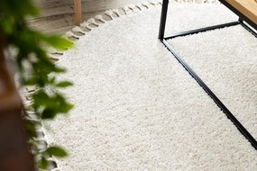 Dywany Łuszczów, Kusový koberec Berber 9000 cream kruh, 120x120 (průměr) kruh, bílá, ložnice