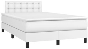 Box spring postel s matrací a LED bílá 120 x 190 cm umělá kůže