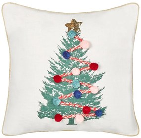 Bavlněný polštář vzor vánoční stromeček 45 x 45 cm bílý EPISCIA Beliani