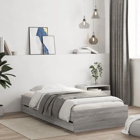 Rám postele se zásuvkami šedý sonoma 90x200 cm kompozitní dřevo 3207299