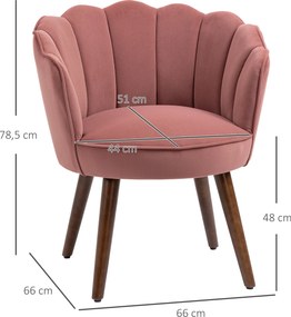 HOMCOM jídelní židle kuchyňská židle křeslo s opěradlem židle do obývacího pokoje polyester kaučukovník růžová 66 x 72 x 79 cm | Aosom
