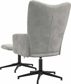 Relaxační křeslo se stoličkou světle šedé samet 328106
