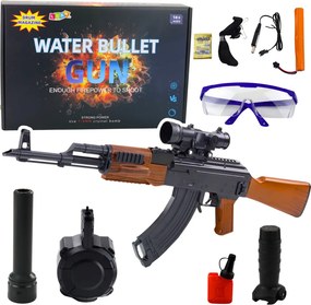LEAN Toys Puška AK na vodní kuličky hydrogel s mířidlem a brýlemi 96 cm