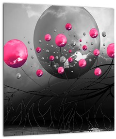 Obraz růžových abstraktních koulí (30x30 cm)