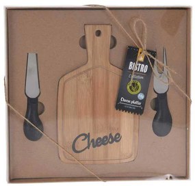 Excellent Houseware Sada na krájení sýrů Cheese 2, bambus, 20x12 cm