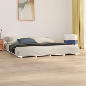 Rám postele bílý 160 x 200 cm masivní borovice,  824579