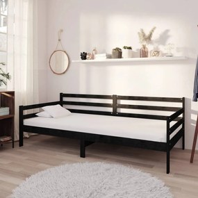 Denní postel s matrací 90 x 200 cm černá masivní borové dřevo,  3083603 HangarStore.cz
