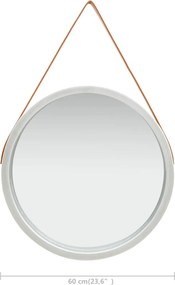 Nástěnné zrcadlo s popruhem 60 cm stříbrné 320370