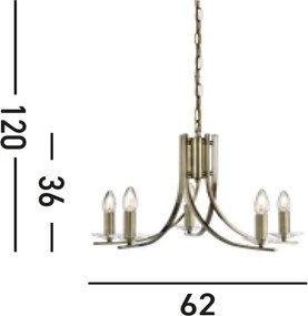 Searchlight 4165-5AB Závěsný pětiramenný lustr ASCONA PATINA