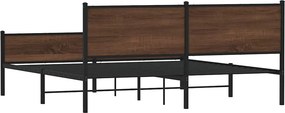 Kovový rám postele bez matrace hnědý dub 183 x 213 cm 3301416