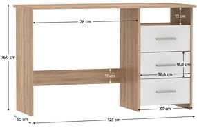 Kondela PC stůl, dub sonoma/bílá, LARISTOTE NEW