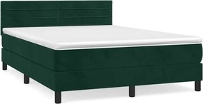 Box spring postel s matrací tmavě zelená 140x200 cm samet 3141368