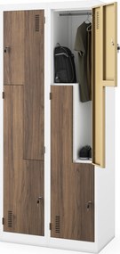 Šatní skříň typu L bílá / ořech: Eco Design JULIA, 800 x 1850 x 450 mm