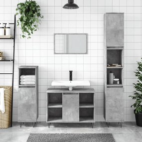 3dílný set koupelnového nábytku betonově šedý kompozitní dřevo,  3190303