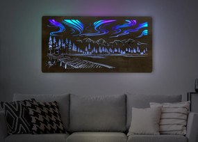 Li-Go "Polární záře" světelný obraz RGBW s baterií 120x60cm provedení povrchu: dub světlý