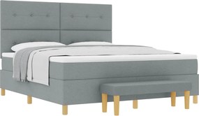 Postel s boxspringem s čelo Světle šedá 200 x 180 cm textil 3344317