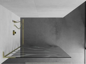 Mexen Kioto L, sprchová zástěna Walk-In 110 x 200 cm, 8mm čiré sklo bílý vzor, ​​zlatý matný profil, 800-110-103-55-97