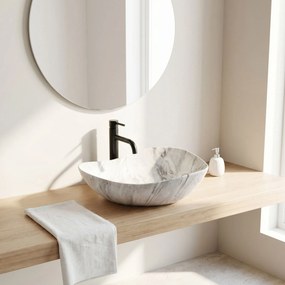 Rea Dora Stone, umyvadlo na desku 515x400x175 mm, šedá imitace kamene, REA-U5066