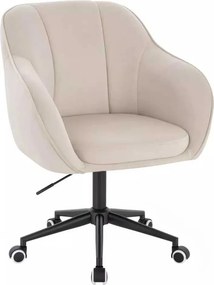 LuxuryForm DESIGN Otočná židle AVOLA VELUR na černé podstavě s kolečky - krémová