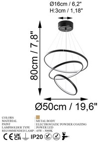 Černé LED závěsné svítidlo ø 50 cm Simit – Opviq lights