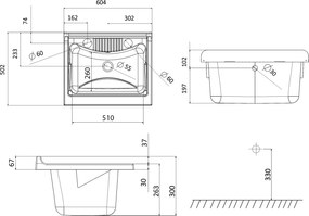 Aqualine, Plastová výlevka se skříňkou 60x50 cm, včetně sifonu, PI6050-01