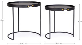 Set dvou konferenčních stolků zeyna ø43 a ø48.5 cm černý MUZZA