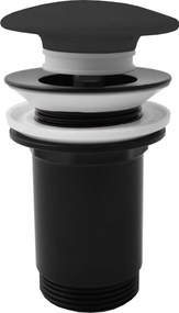 SLEZÁK RAV Výpusť umyvadlová CLICK-CLACK 5/4 s keramickou zátkou, Černá - matná MD0485CMAT