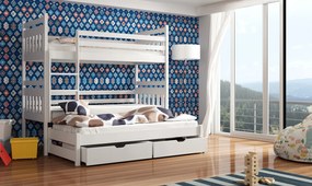 Patrová postel SEWERYN 90x190 cm s přistýlkou a úložným prostorem BÍLÁ