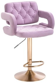 LuxuryForm Barová židle  ADRIA VELUR na zlatém talíři - levandule