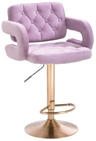 LuxuryForm DESIGN Barová židle ADRIA VELUR na zlaté kulaté podstavě - levandule