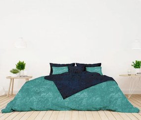 Ervi bavlněné povlečení oboustranné -  tyrkysové žihané/tmavě modré