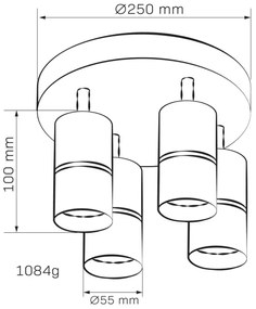 Bodové svítidlo BAMBOO 4xGU10/10W/230V černá